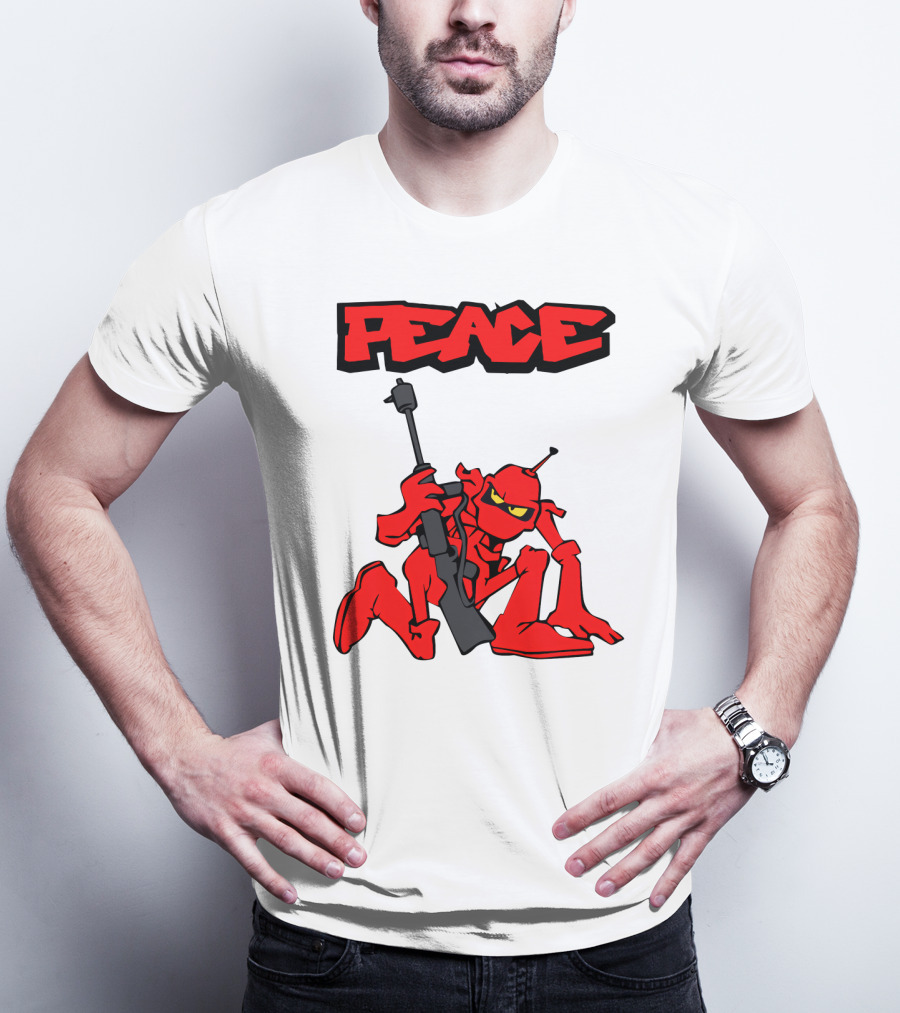 PEACE Ant Holding Rifle T-Shirt