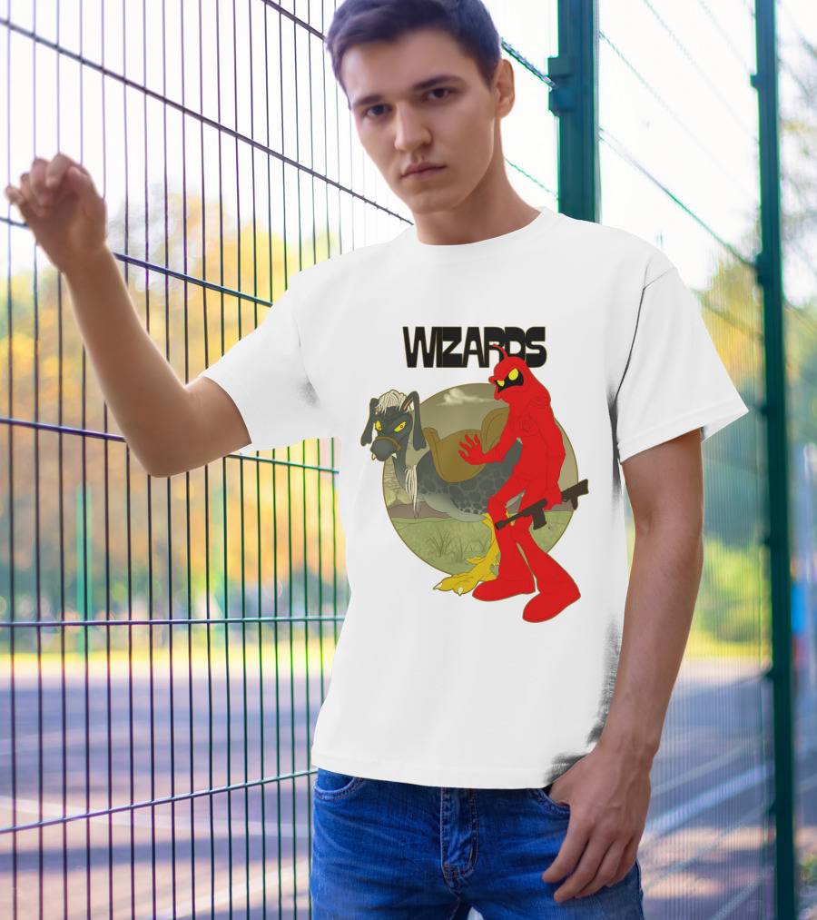 Wizards Animation Character With Red Humanoid And Armed Bird T-Shirt