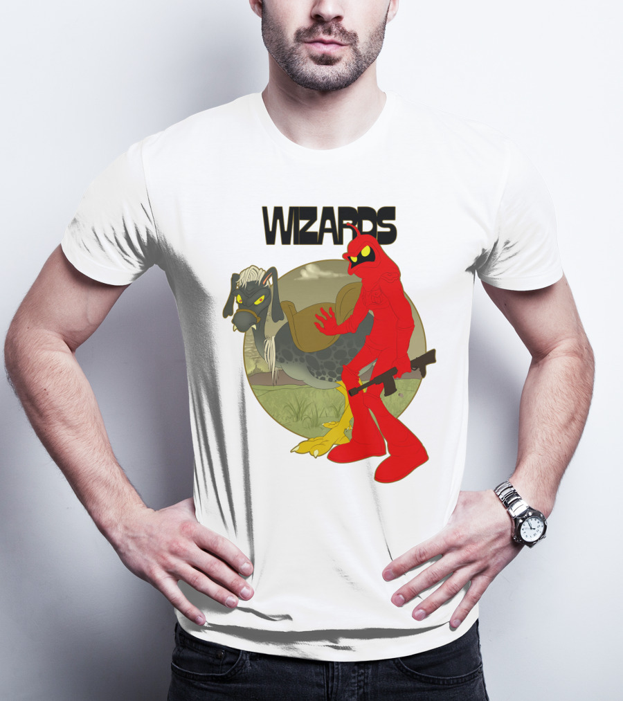 Wizards Animation Character With Red Humanoid And Armed Bird T-Shirt