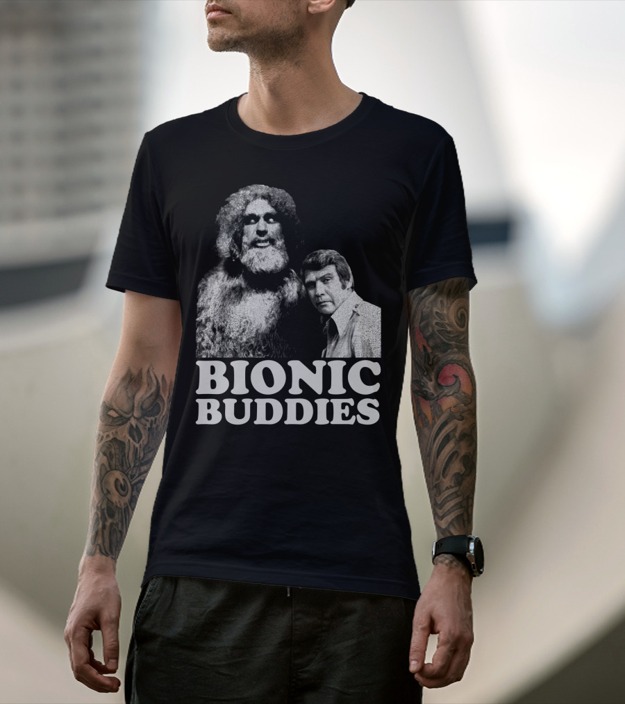 Six Million Dollar Man Bionic Buddies Retro TV Show Iconic Duo T-Shirt