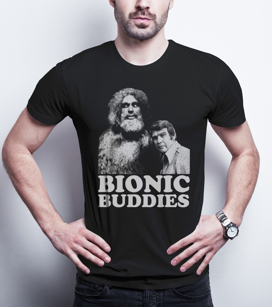Six Million Dollar Man Bionic Buddies Retro TV Show Iconic Duo T-Shirt