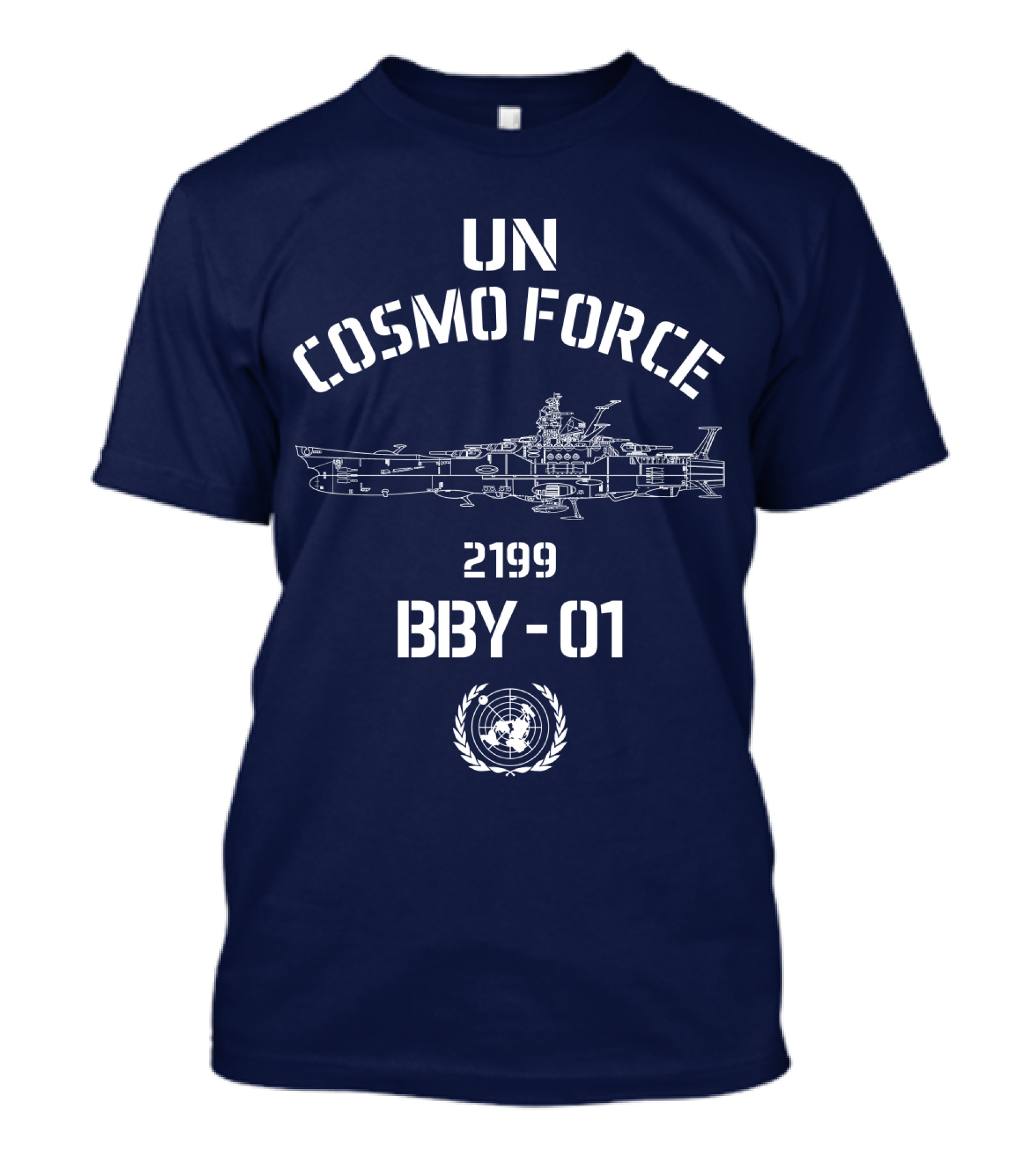 UN Cosmo Force 2199 BBY-01 Spaceship Blueprint T-Shirt