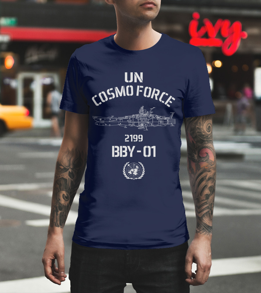 UN Cosmo Force 2199 BBY-01 Spaceship Blueprint T-Shirt