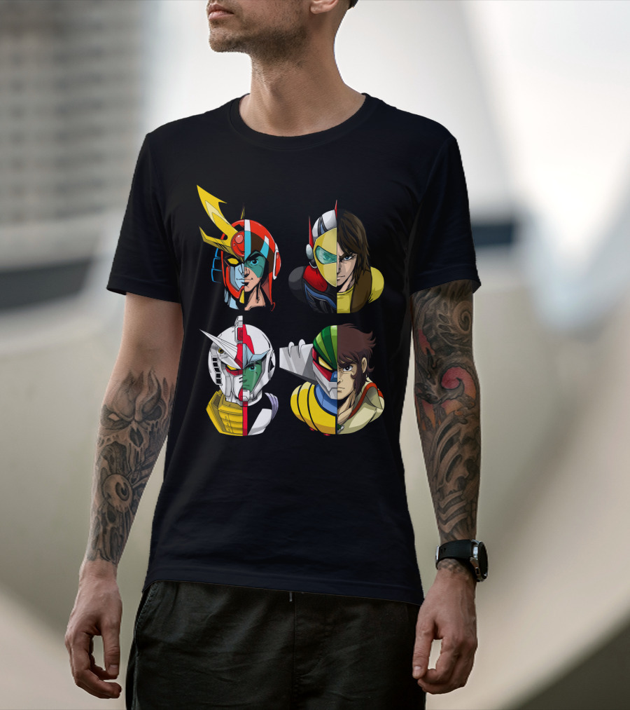 Duke Fleed Jeeg Gundam Daitarn Iconic Mecha Heroes Fusion T-Shirt