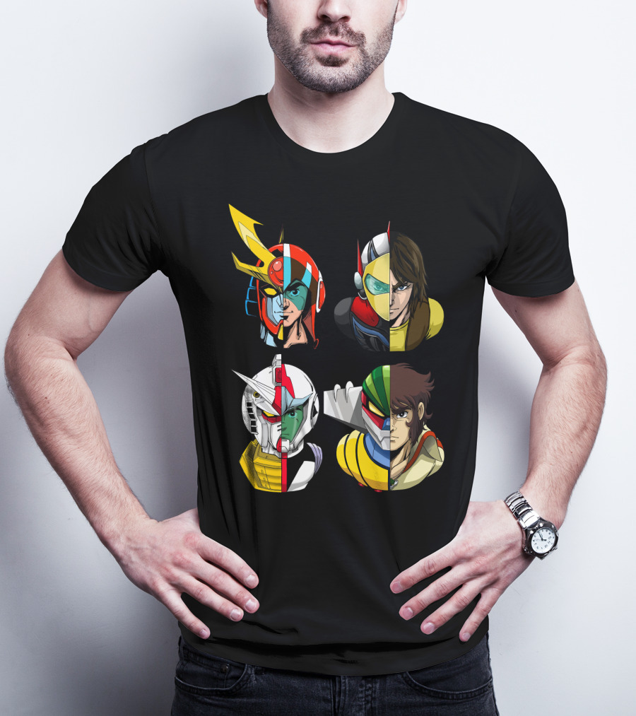 Duke Fleed Jeeg Gundam Daitarn Iconic Mecha Heroes Fusion T-Shirt