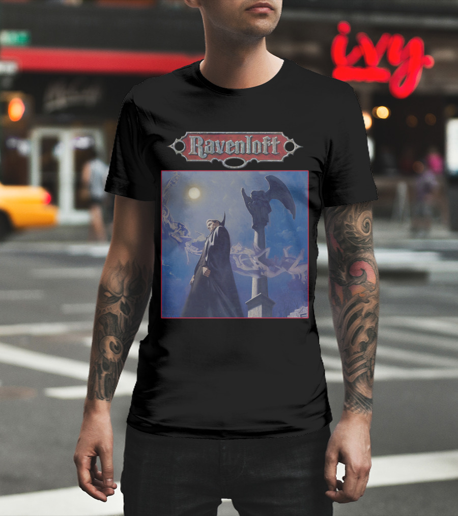 Ravenloft Dungeons And Dragons Vampire Castle Full Moon Gothic T-Shirt