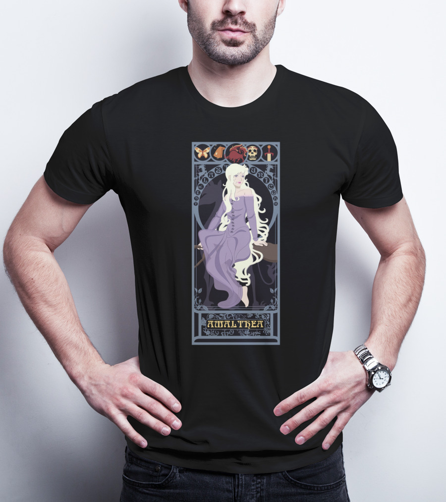 Amalthea The Last Unicorn Fantasy Vintage Style Art Nouveau T-Shirt