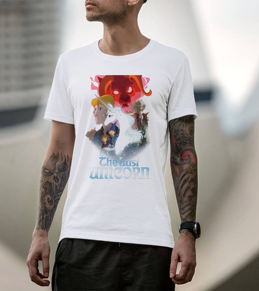 The Last Unicorn Animated Fantasy Characters And Red Bull Face T-Shirt