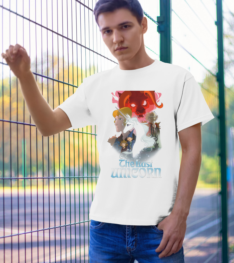 The Last Unicorn Animated Fantasy Characters And Red Bull Face T-Shirt