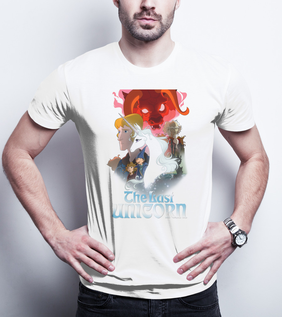 The Last Unicorn Animated Fantasy Characters And Red Bull Face T-Shirt