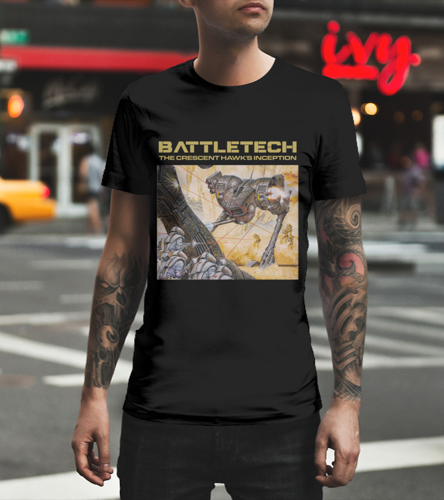 BATTLETECH The Crescent Hawk's Inception Mech Battle Scene T-Shirt