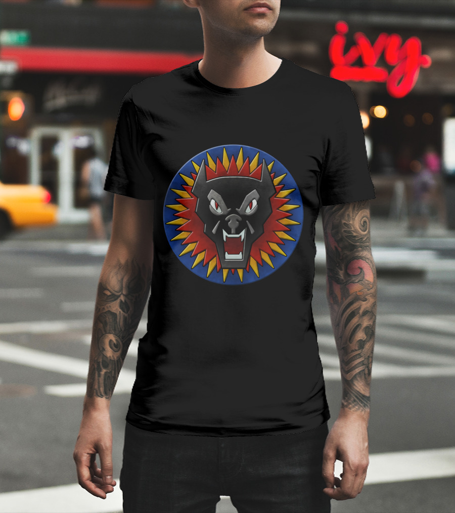 Clan Nova Cat Emblem Aggressive Feline Face In Sunburst Circle T-Shirt