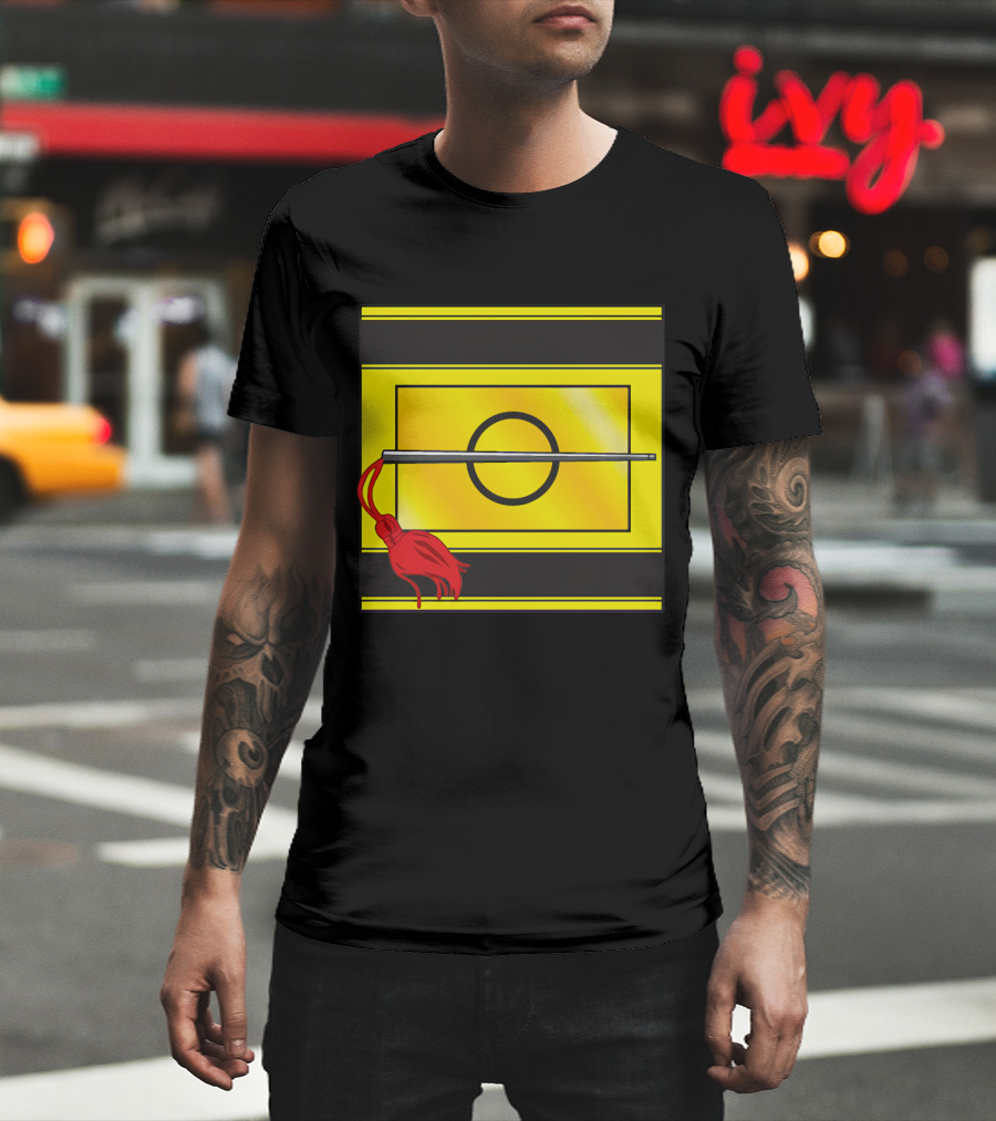 Crusis Lancers Circle And Tassel Icon On Yellow And Black Stripes T-Shirt
