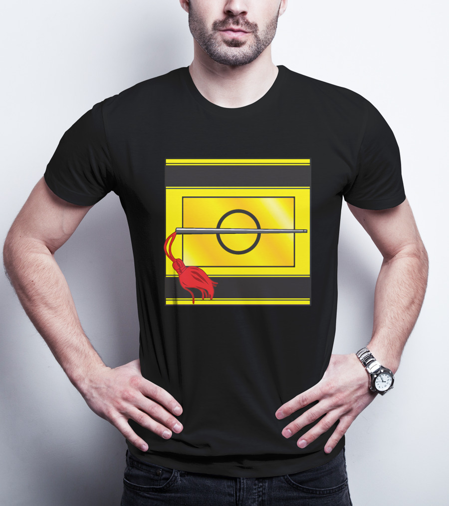 Crusis Lancers Circle And Tassel Icon On Yellow And Black Stripes T-Shirt