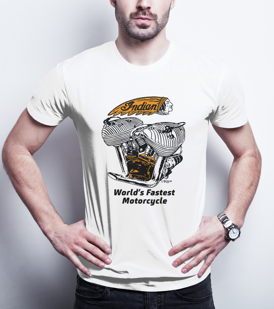 Indian World's Fastest Motorcycle Vintage Engine T-Shirt