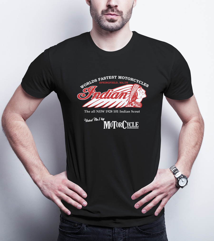 Worlds Fastest Motorcycles Indian Springfield MA US 1928 101 Indian Scout Voted No 1 By MotorCycle T-Shirt