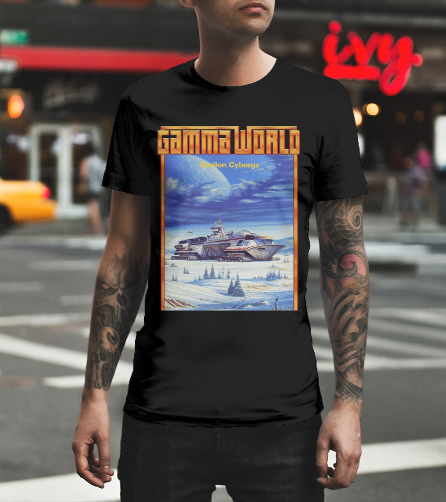 Gamma World Epsilon Cyborgs Snowy Landscape Spaceship Adventure T-Shirt