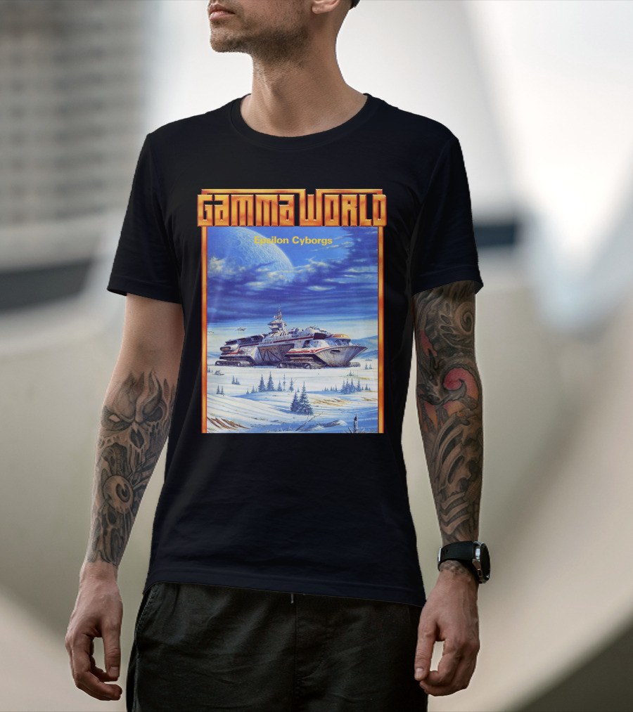 Gamma World Epsilon Cyborgs Snowy Landscape Spaceship Adventure T-Shirt