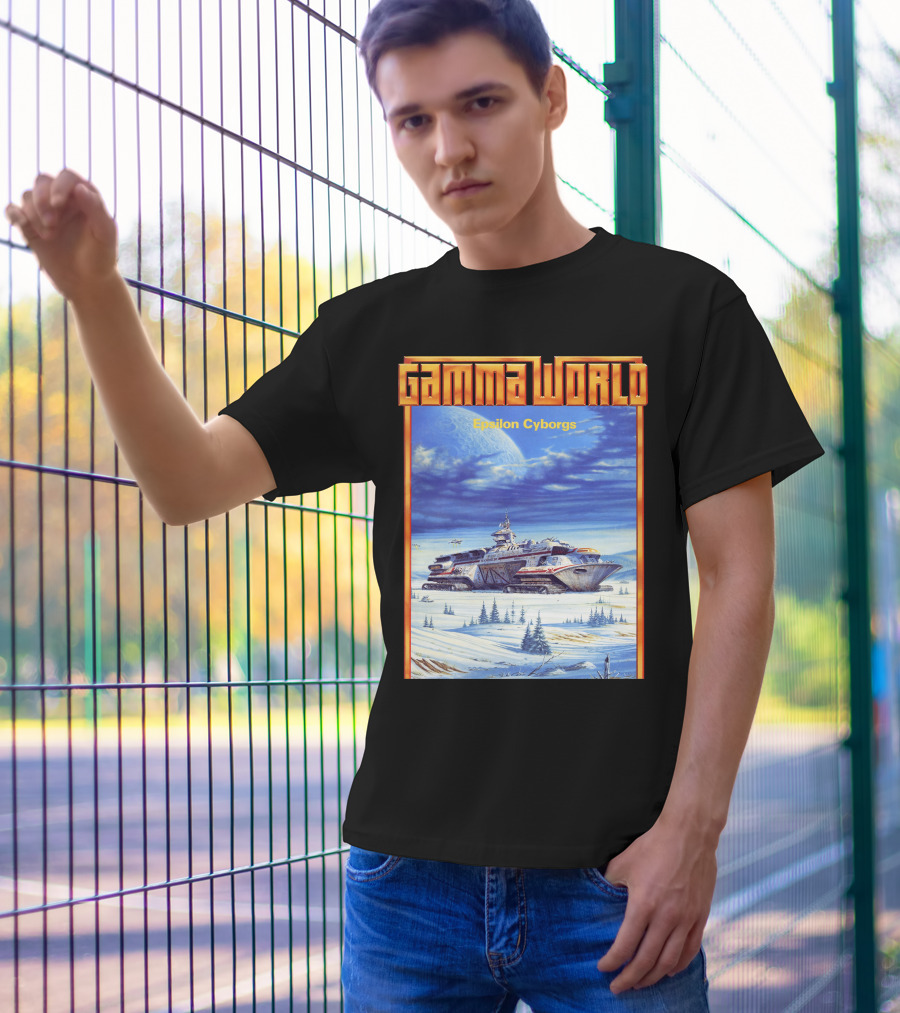 Gamma World Epsilon Cyborgs Snowy Landscape Spaceship Adventure T-Shirt