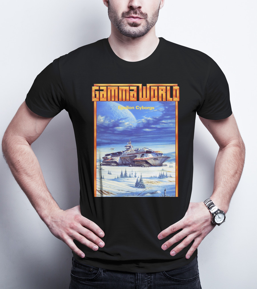 Gamma World Epsilon Cyborgs Snowy Landscape Spaceship Adventure T-Shirt