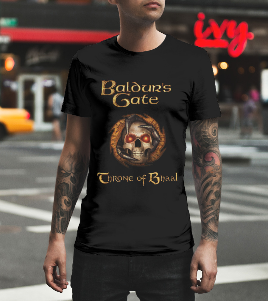 Baldur's Gate Throne Of Bhaal Skull And Flames T-Shirt