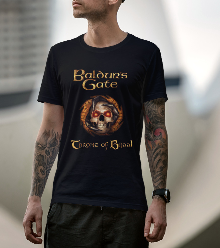 Baldur's Gate Throne Of Bhaal Skull And Flames T-Shirt