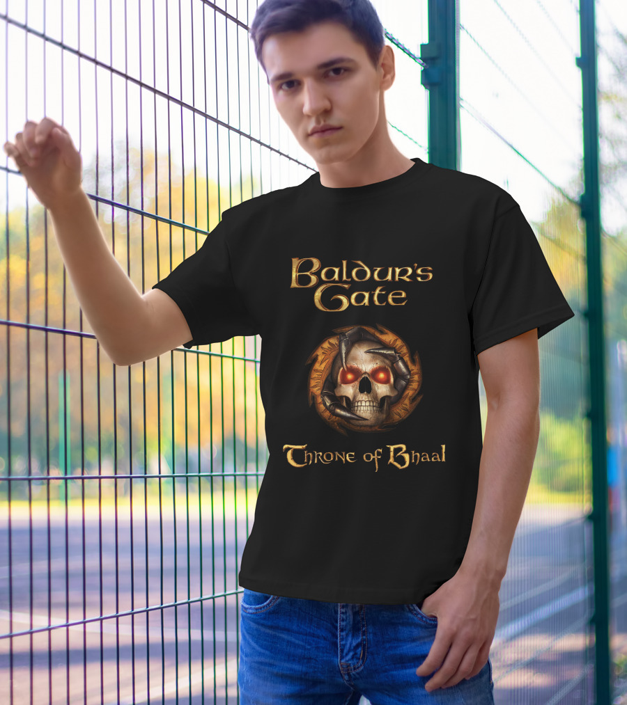 Baldur's Gate Throne Of Bhaal Skull And Flames T-Shirt
