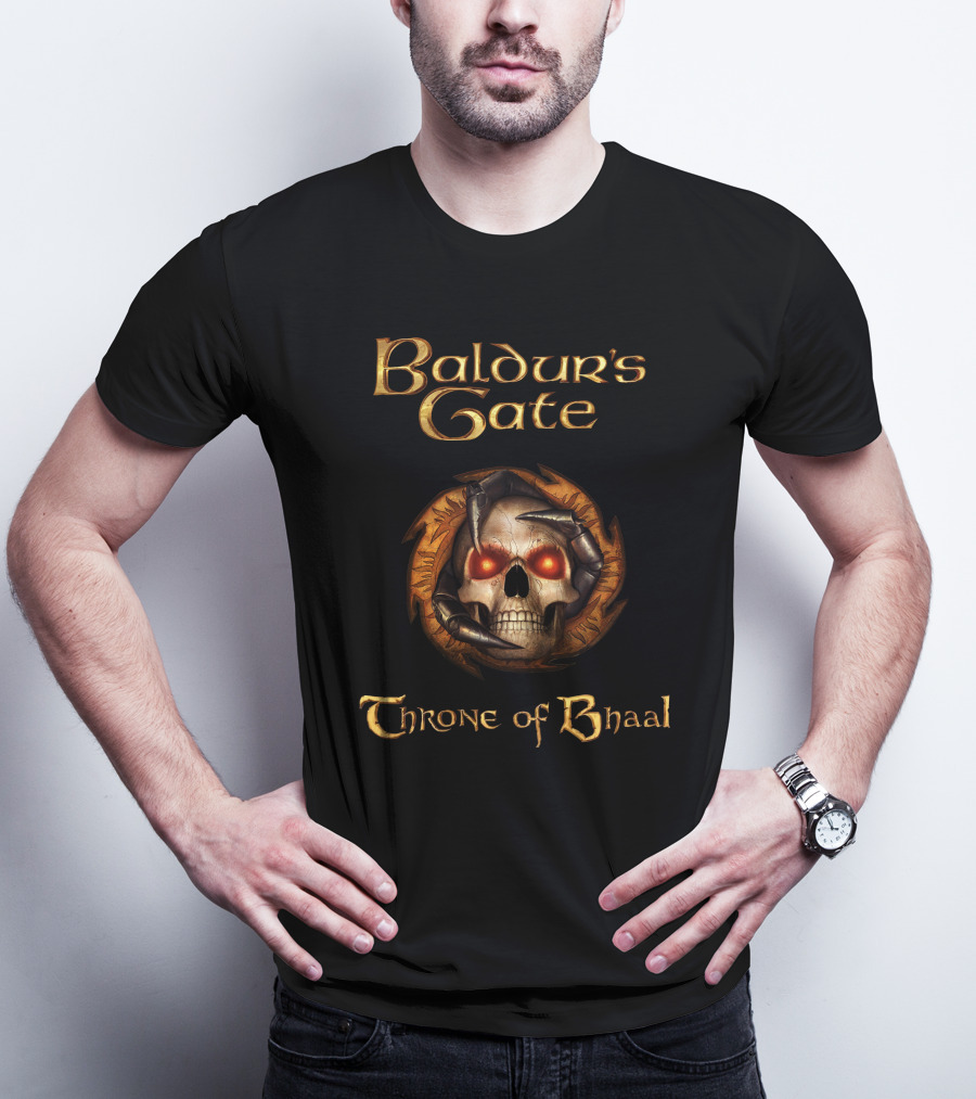 Baldur's Gate Throne Of Bhaal Skull And Flames T-Shirt