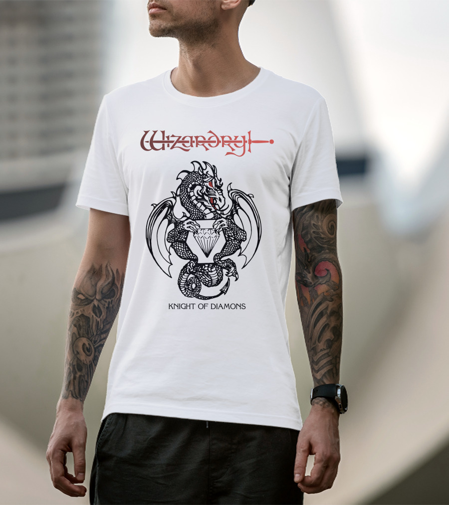 Wizardry Knight Of Diamons Dragon Holding Diamond T-Shirt