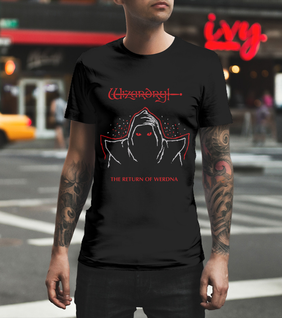 Wizardry The Return Of Werdna Mysterious Hooded Figure With Red Eyes T-Shirt