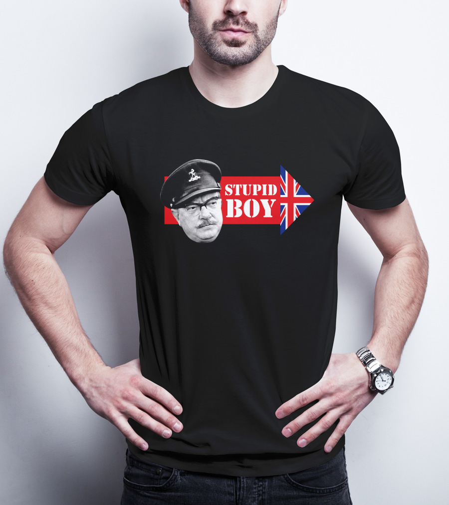Dad's Army Stupid Boy British Flag Arrow T-Shirt
