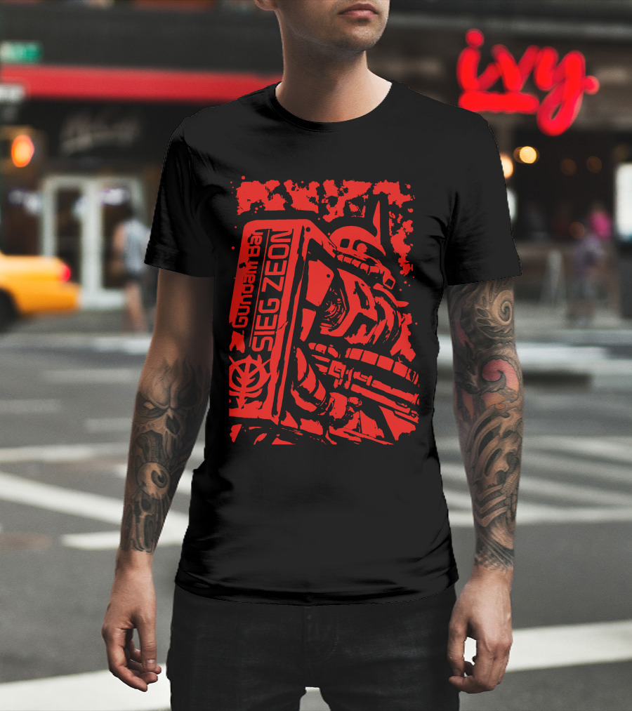 Gundam Zeon Red Mecha Design With Text Sieg Zeon T-Shirt
