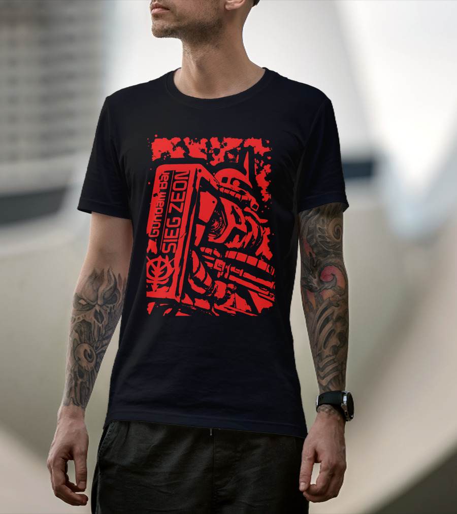 Gundam Zeon Red Mecha Design With Text Sieg Zeon T-Shirt