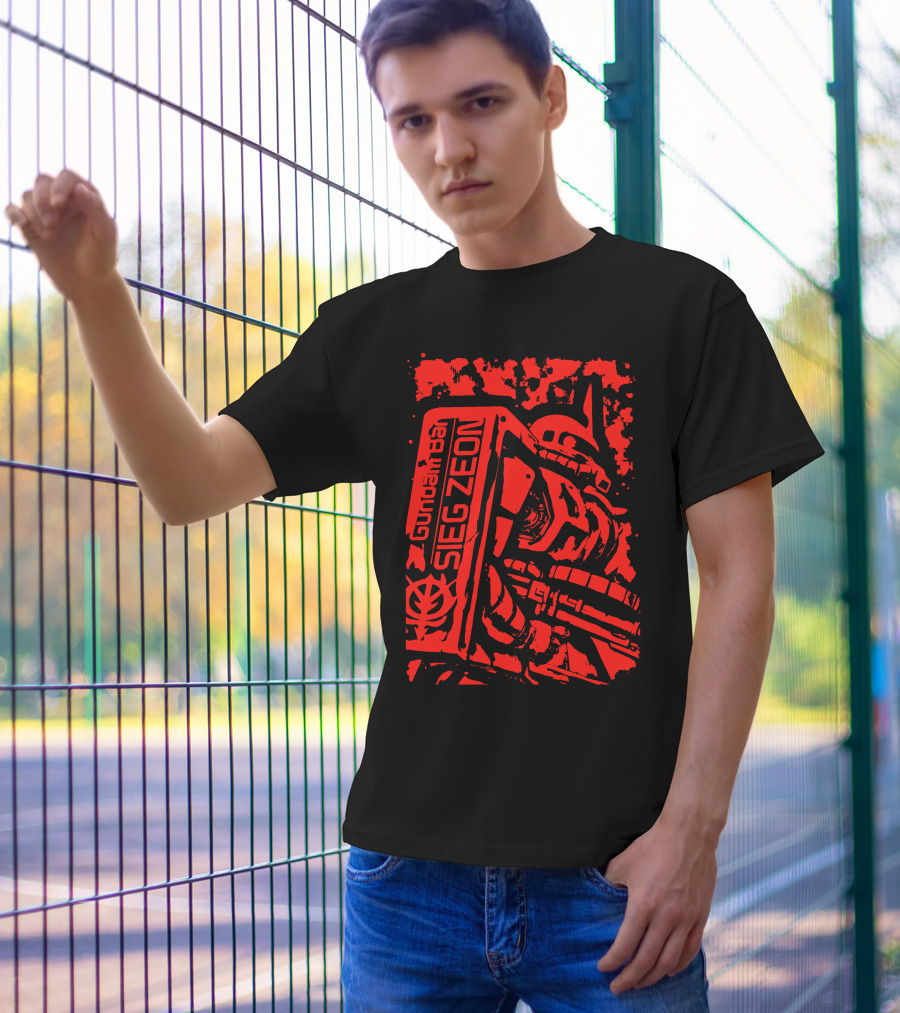 Gundam Zeon Red Mecha Design With Text Sieg Zeon T-Shirt