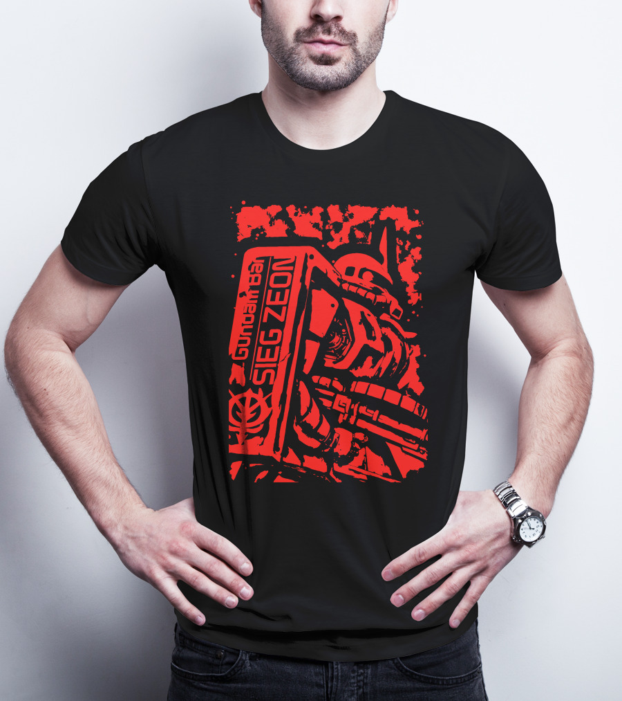 Gundam Zeon Red Mecha Design With Text Sieg Zeon T-Shirt