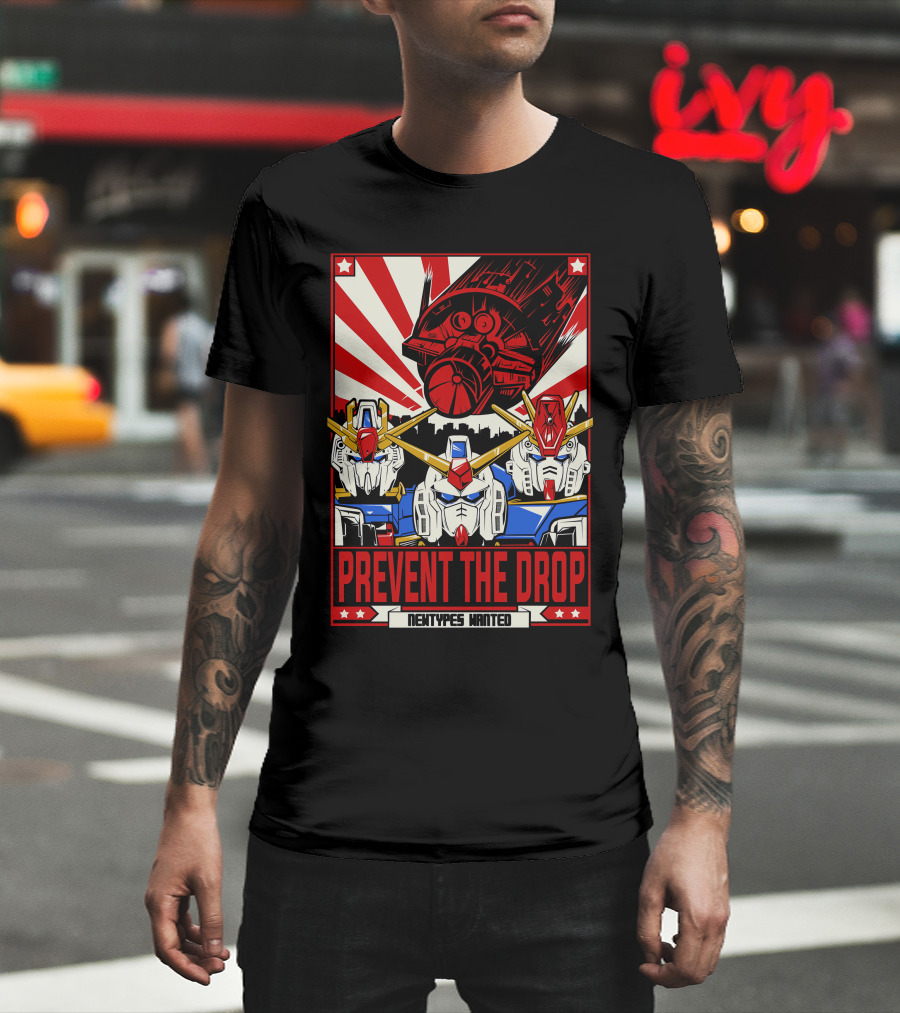 Prevent The Drop Newtypes Wanted Gundam Collaboration T-Shirt