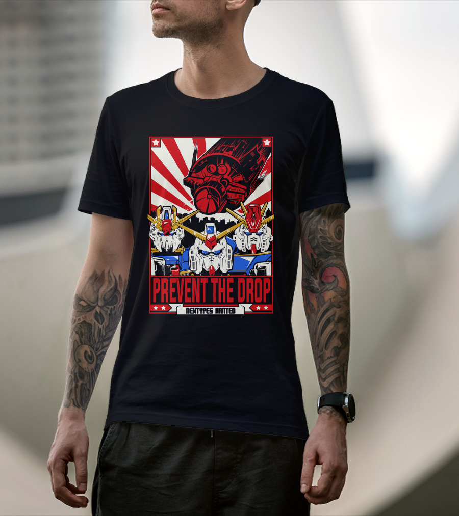 Prevent The Drop Newtypes Wanted Gundam Collaboration T-Shirt