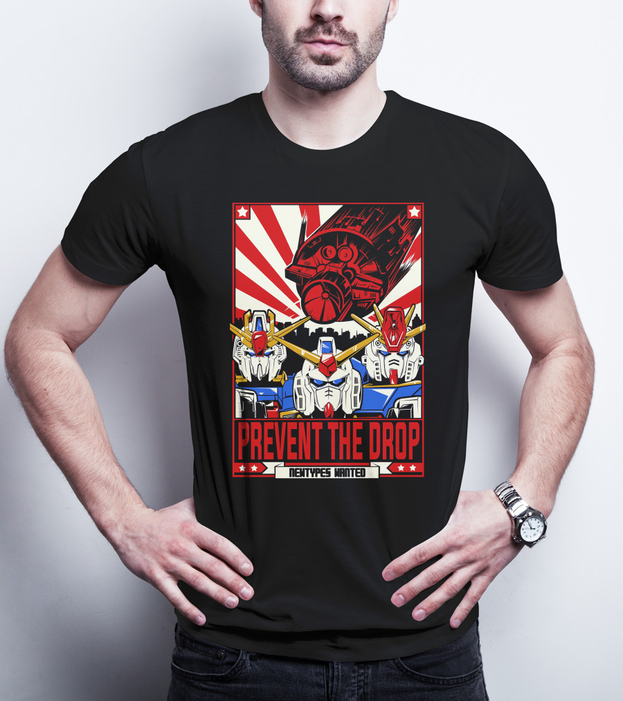 Prevent The Drop Newtypes Wanted Gundam Collaboration T-Shirt