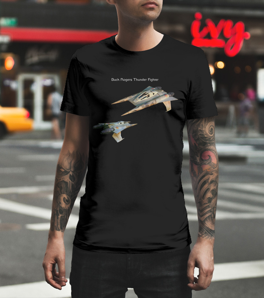 Buck Rogers Thunder Fighter Spaceship Retro Sci-Fi Adventure T-Shirt