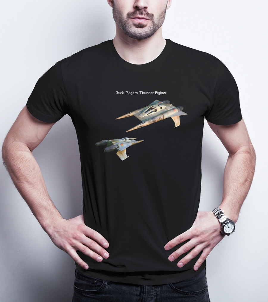 Buck Rogers Thunder Fighter Spaceship Retro Sci-Fi Adventure T-Shirt