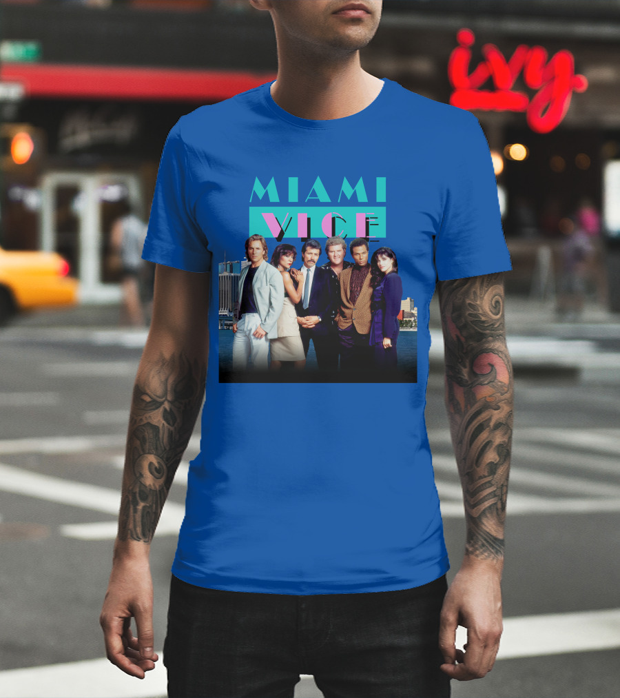 MIAMI VICE Retro Classic Cast Cityscape T-Shirt