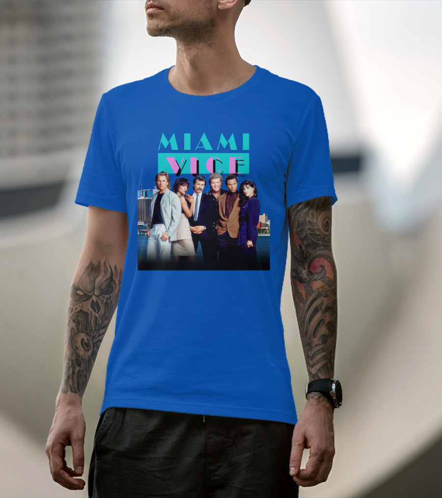 MIAMI VICE Retro Classic Cast Cityscape T-Shirt