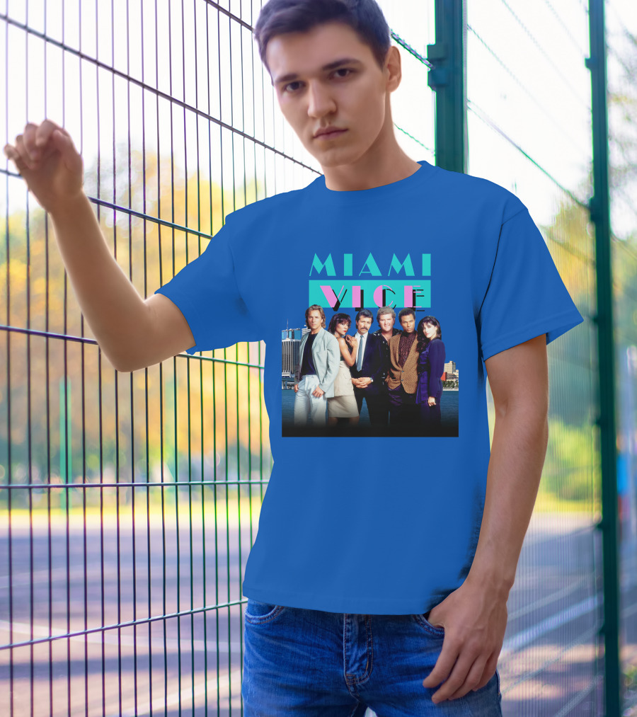 MIAMI VICE Retro Classic Cast Cityscape T-Shirt