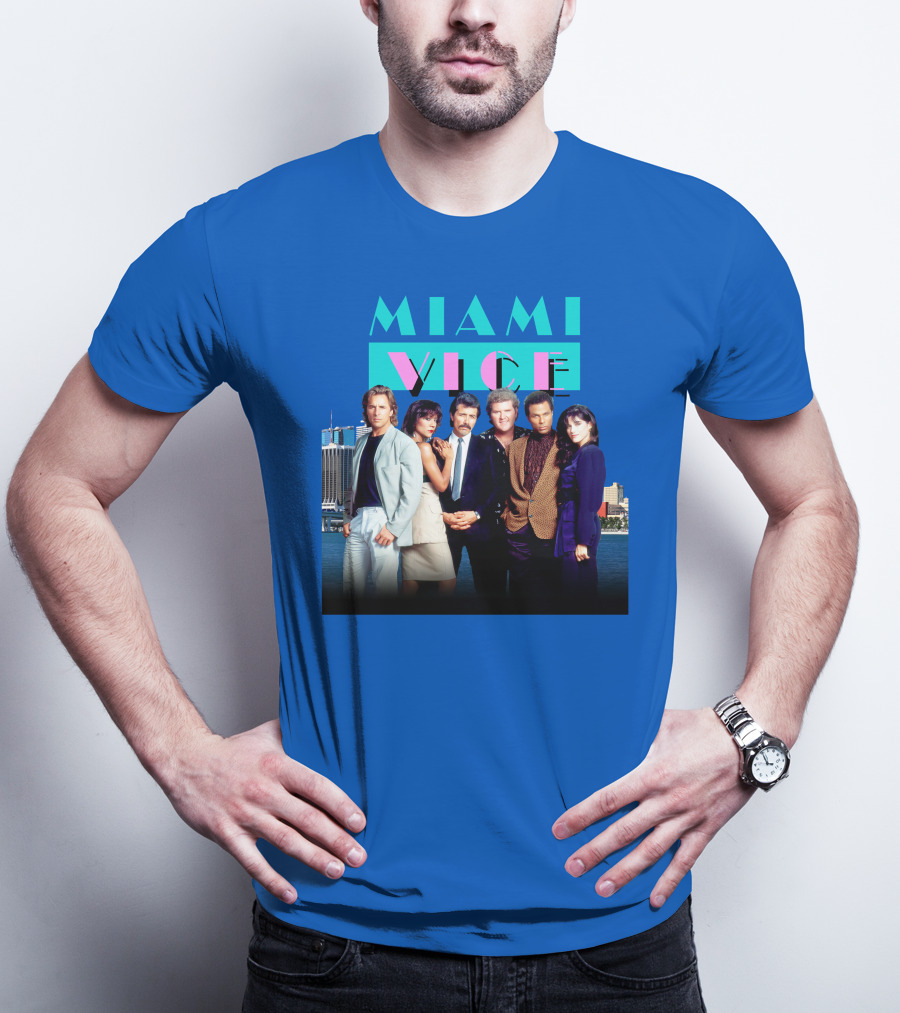 MIAMI VICE Retro Classic Cast Cityscape T-Shirt