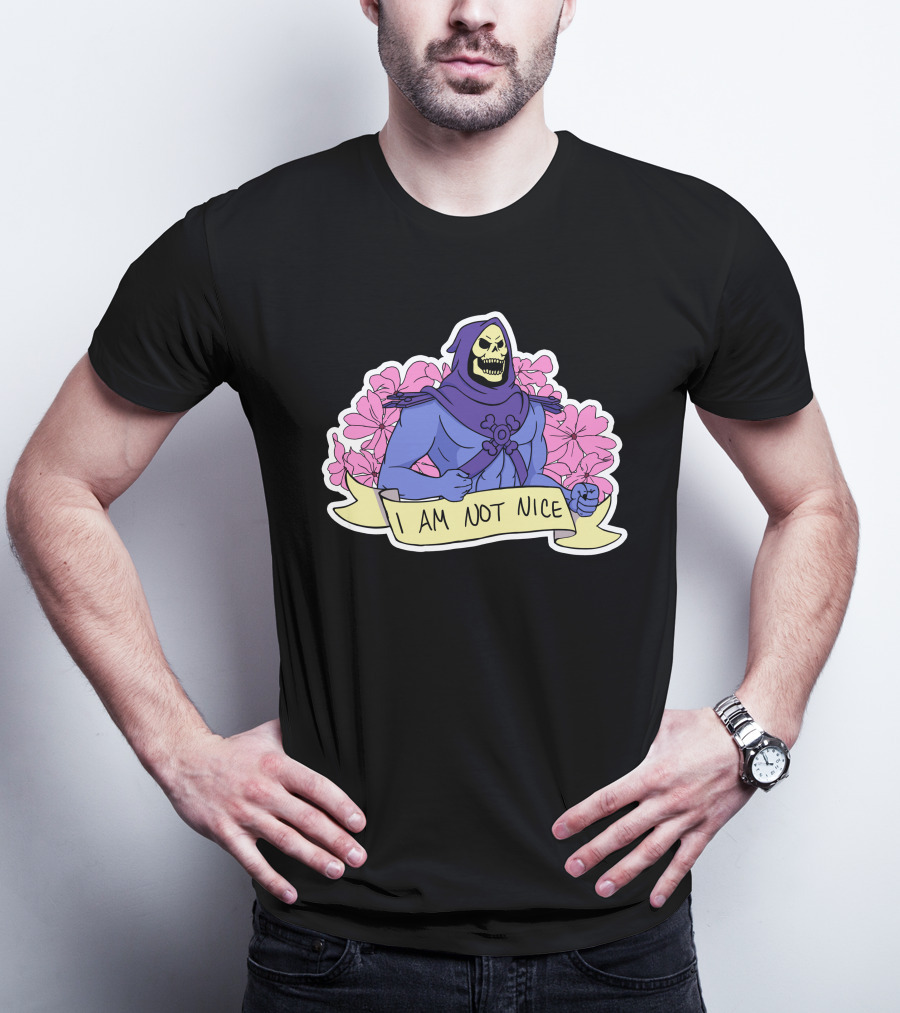 Skeletor I Am Not Nice Masters Of The Universe Floral Background T-Shirt