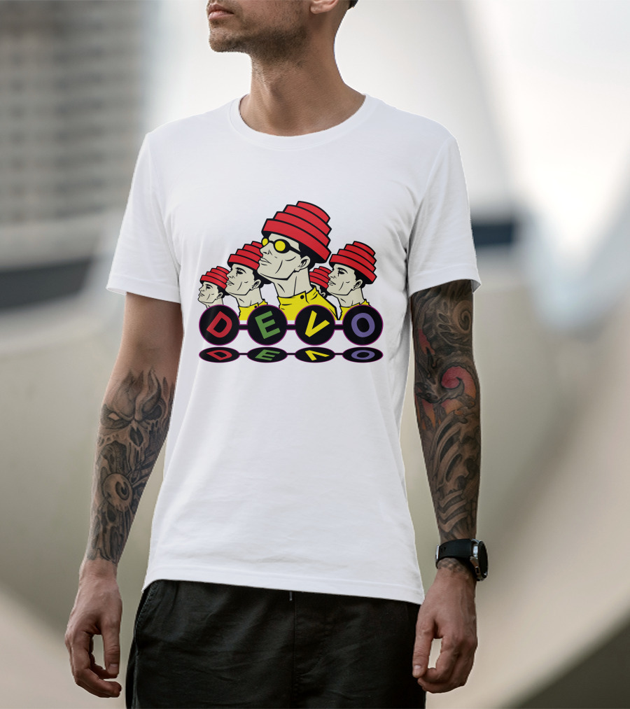 Devo Band Red Hats Yellow Shirts Sunglasses Iconic T-Shirt