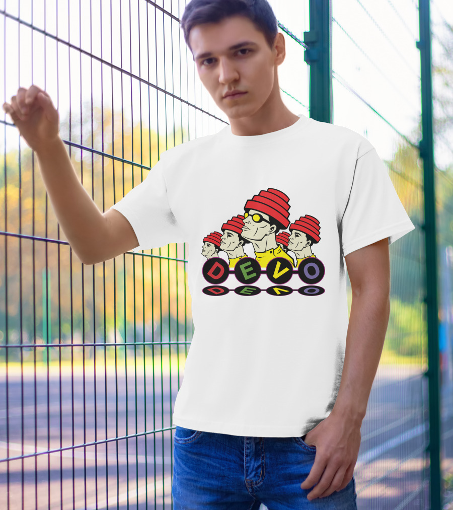 Devo Band Red Hats Yellow Shirts Sunglasses Iconic T-Shirt