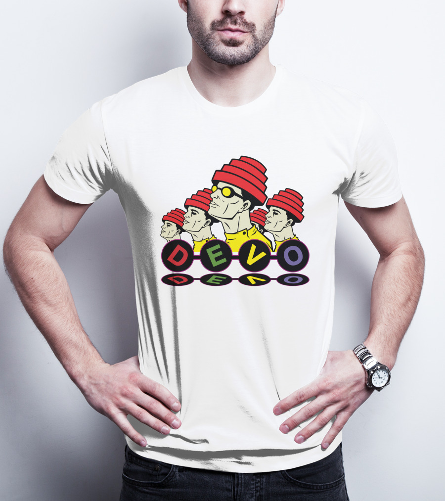 Devo Band Red Hats Yellow Shirts Sunglasses Iconic T-Shirt