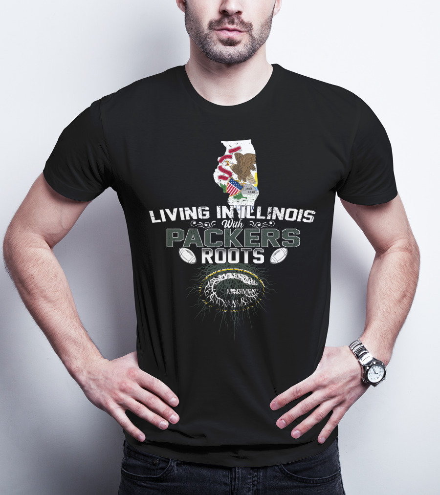 Living In Illinois Embracing Packers Roots With Football Pride T-Shirt