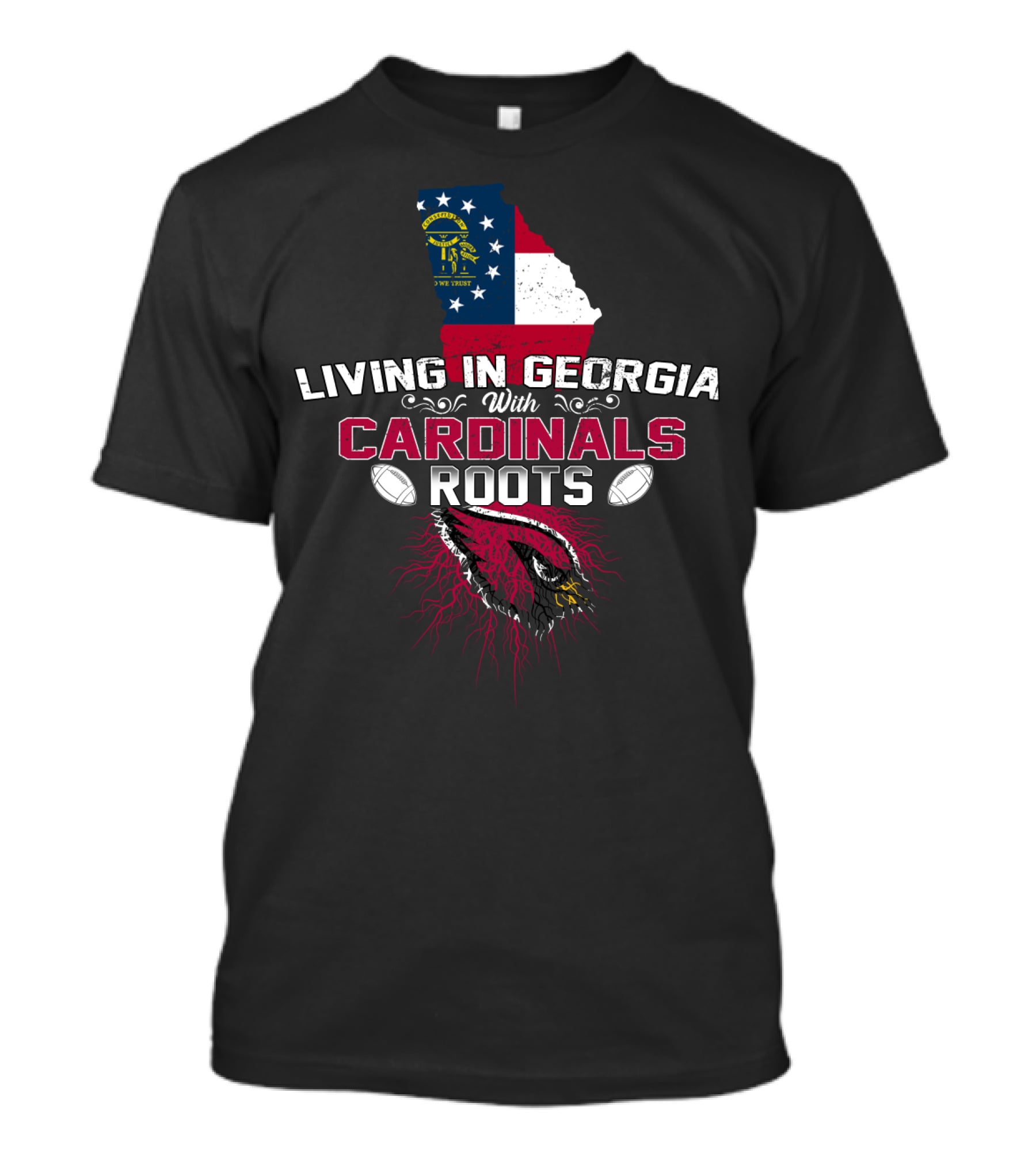 Living In Georgia With Arizona Cardinals Roots And State Flag T-Shirt